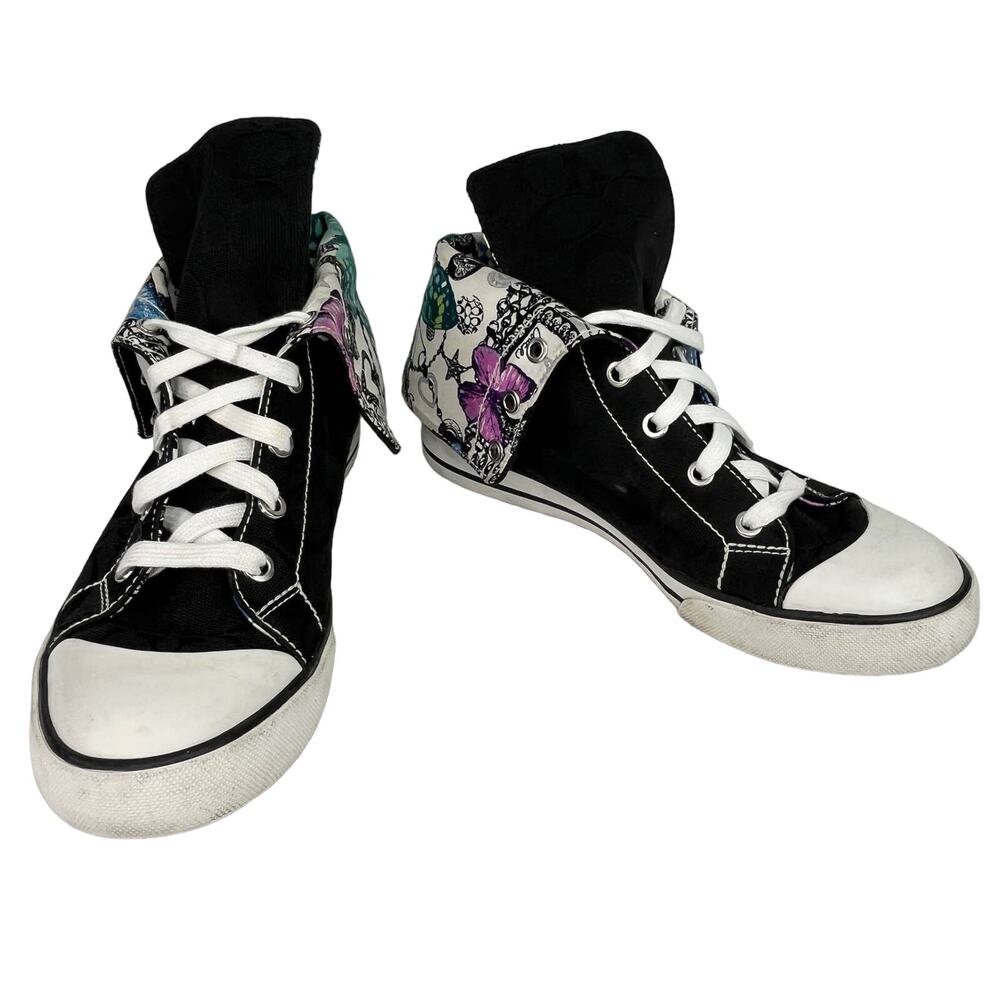Coach Bonney Butterfly Black Hi Top Fold Over Sneaker… - Gem